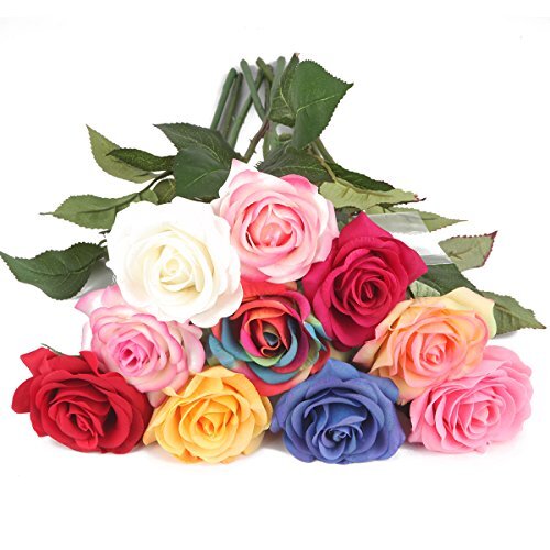 LG LOUIS GARDEN Red Rose Artificial Flowers Beauty and The Beast Rose ...