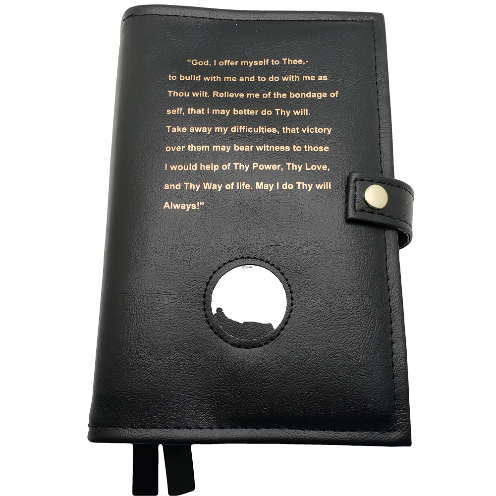 Alcoholic Anonymous Deluxe Double AA Book Cover Third Step Prayer Black ...