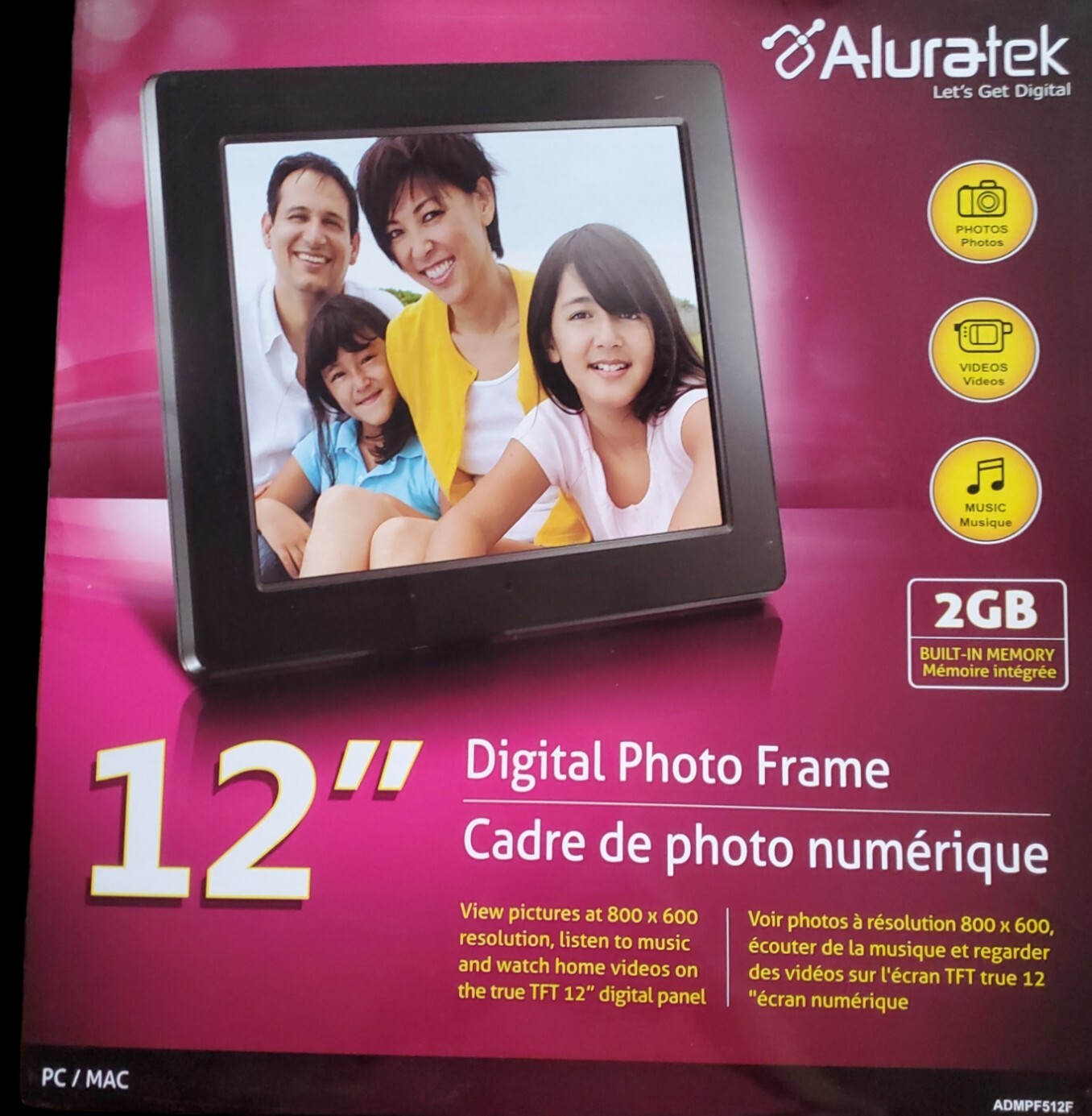Buy Aluratek ADMPF512F 12" Digital Picture Frame online | eBay