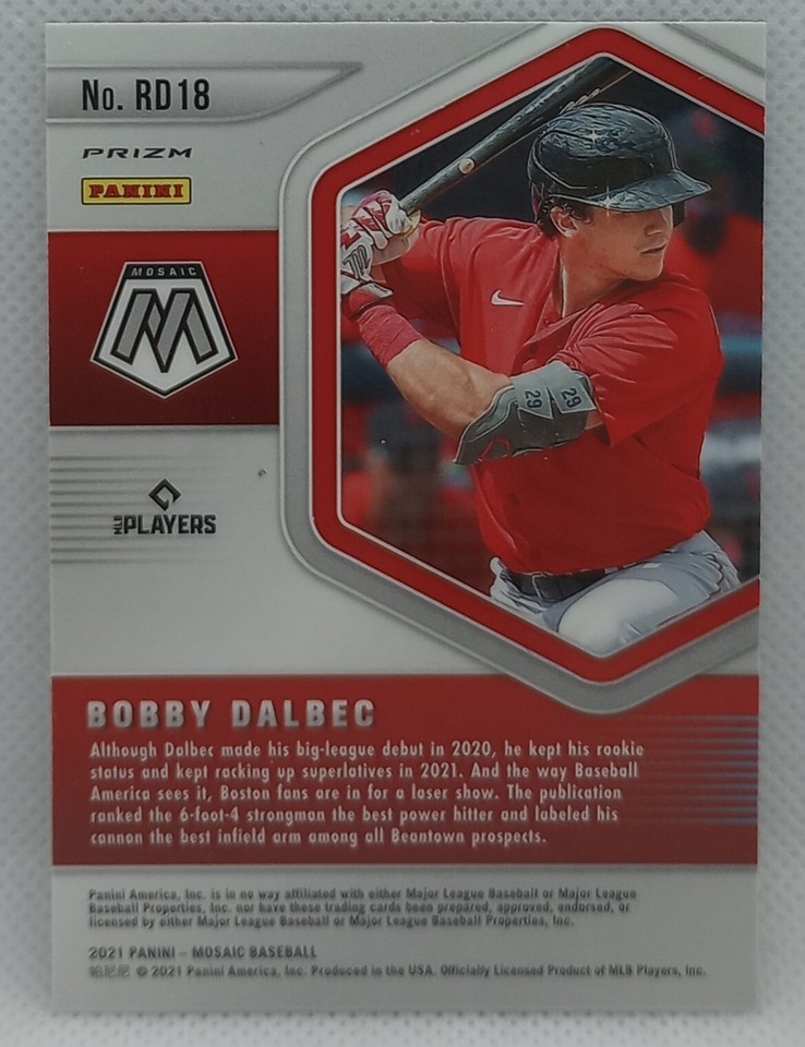 2021 Mosaic Bobby Dalbec Rookie Debut Insert SILVER PRIZM Boston Red ...