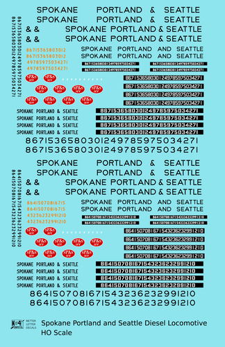 K4 HO Scale Decals Spokane Portland and Seattle Diesel Locomotive Black ...