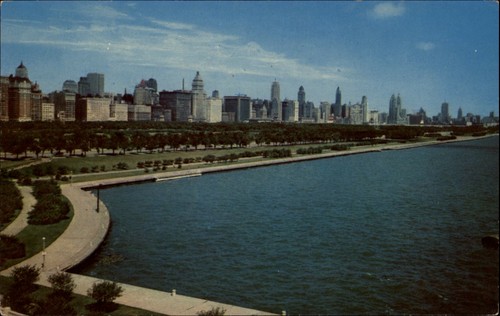 Aerial Chicago Michigan Avenue Skyline vintage postcard p360 | eBay