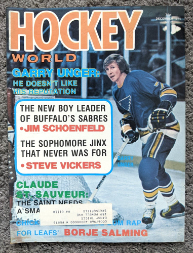 VTG 1974 DECEMBER HOCKEY WORLD MAGAZINE NHL HOF EXC GARRY UNGER + MORE ...