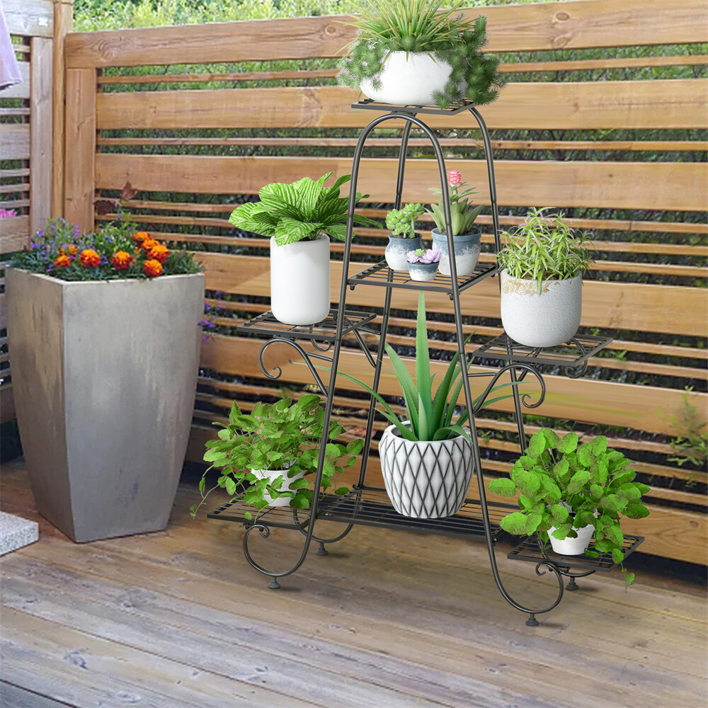 6/7/9 Tiers Metal Weather Resistant Plant Stand Flower Pots Display ...