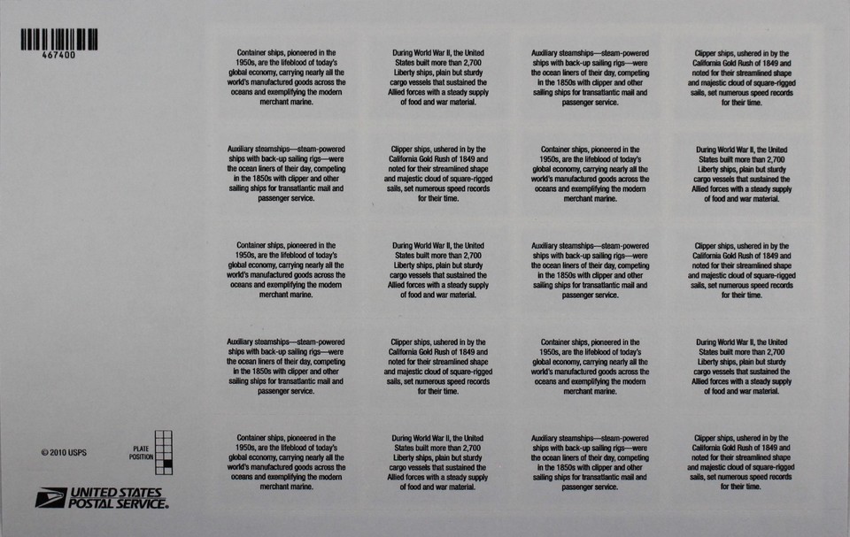 US, Scott #4548-51, US Merchant Marine, Plt Blk of 20 Forever, MNH, FV ...