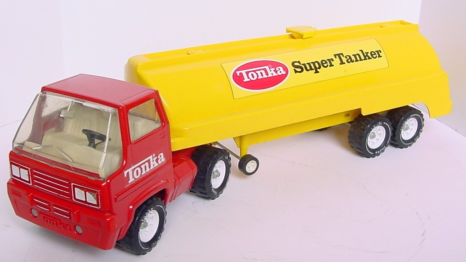 1970s TONKA PRESSED STEEL 26" RED/YELLOW SUPER TANKER SEMI-TRACTOR ...