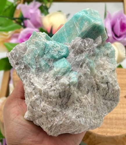 Natural RARE 1lb 9.4oz Amazonite Smokey Quartz Crystal Rough Mineral ...