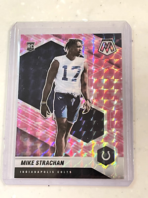 2021 Panini Mosaic MIKE STRACHAN CAMO PINK PRIZM RC Rookie Indianapolis ...