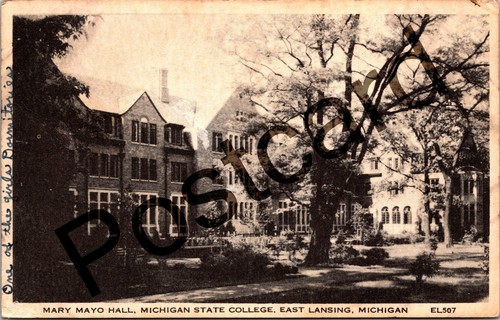 1941 EAST LANSING MI, Mary Mayo Hall, Michigan State College, postcard ...