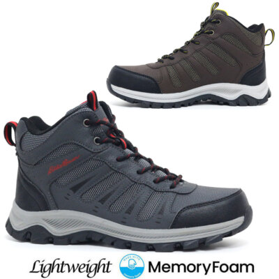 Mens Hiking Boots MEMORY FOAM Walking Ankle Trail Trekking Hiker ...