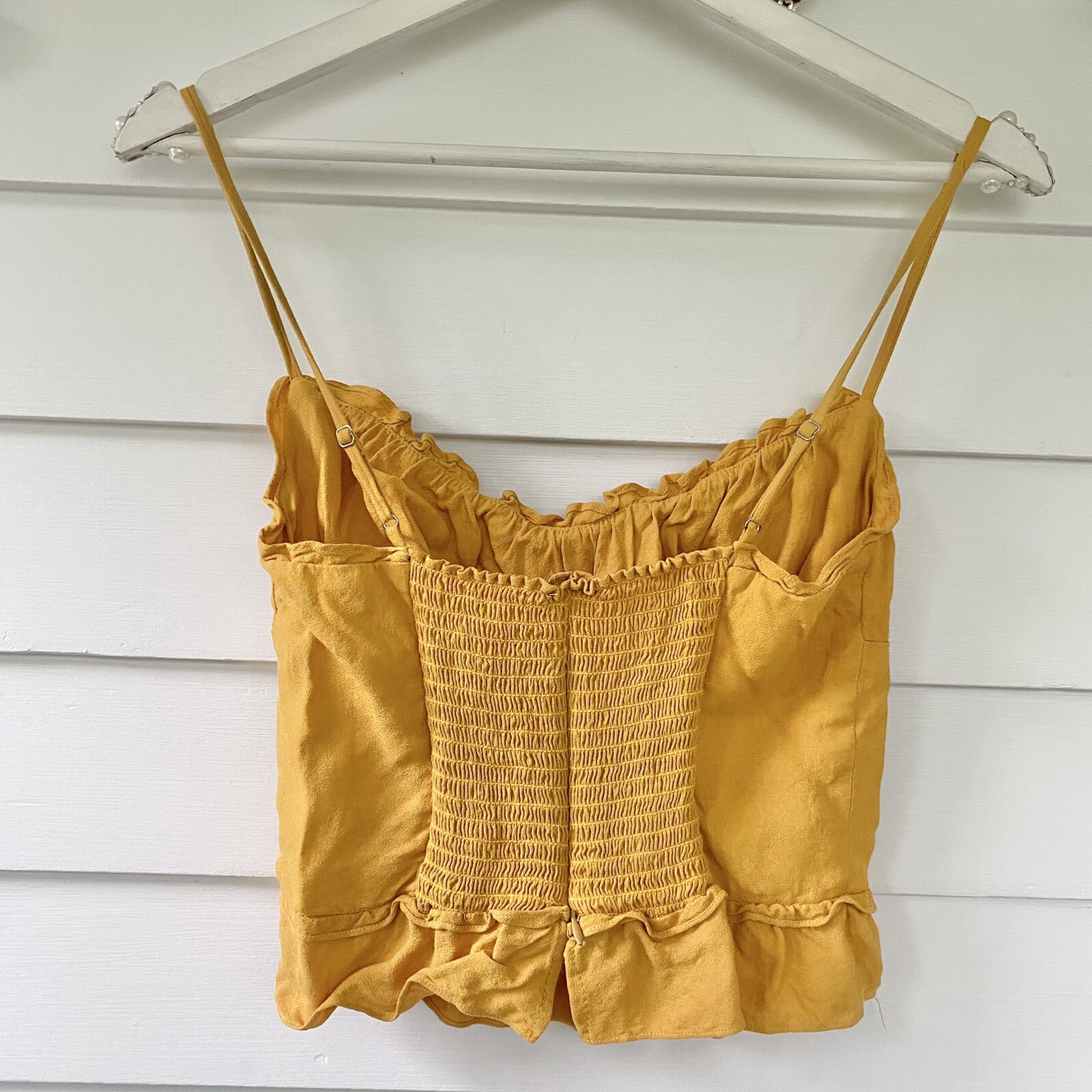 Reformation Smocked Back Mustard Yellow Tank Top Size… - Gem