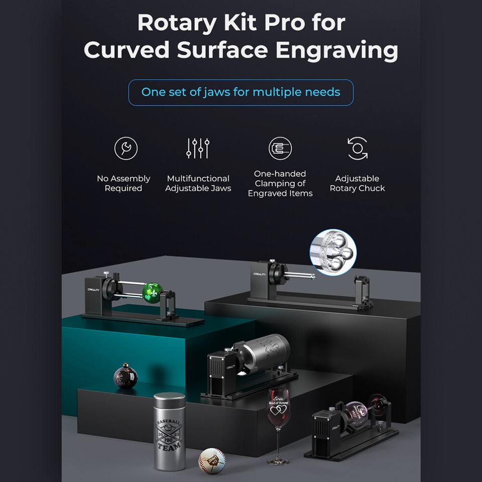Creality Rotary Kit Pro 3 in 1 Laser Rotary Roller for Most Laser ...