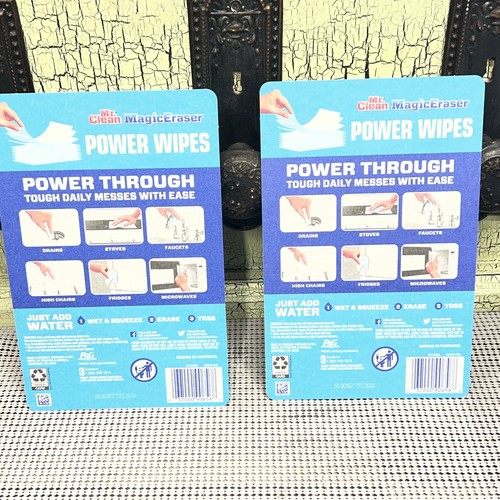 Mr. Clean Magic Eraser Power Wipes Thin Dry Sheets 8 Counts x 2 Boxes ...