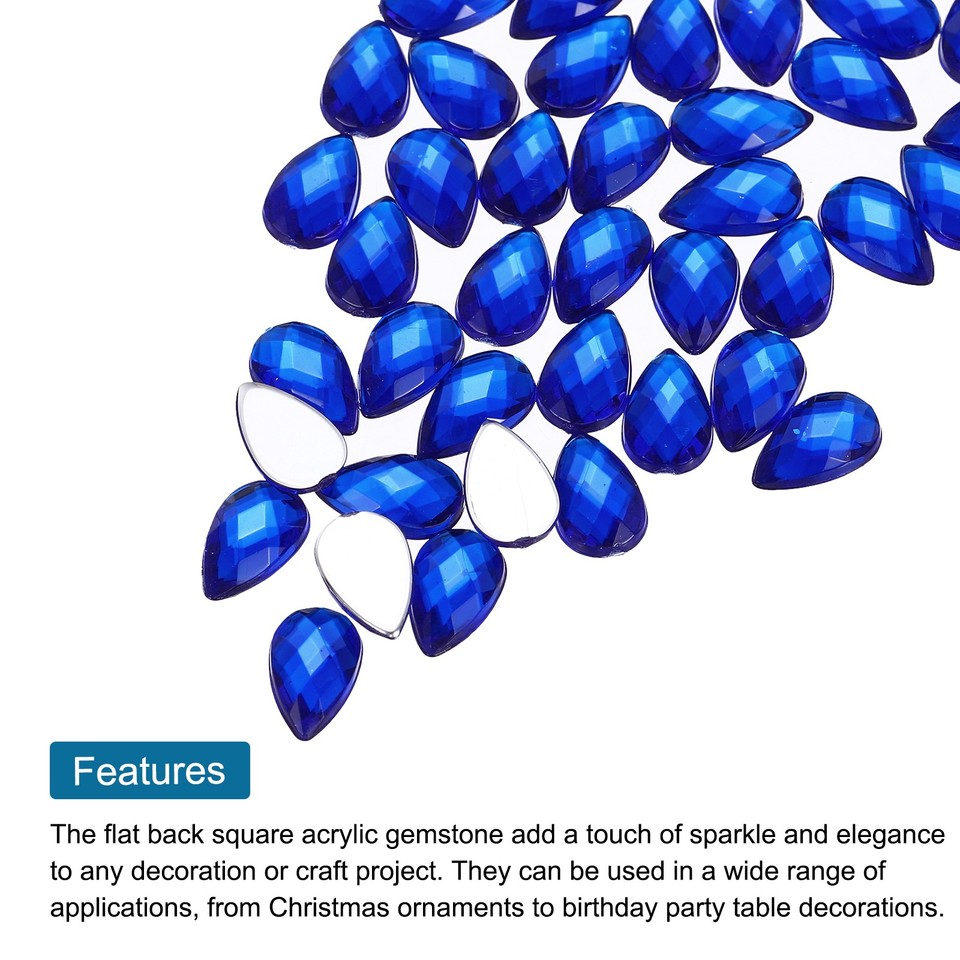 200PCS Flat Back Acrylic Teardrop Gems 6x10mm Artificial Rhinestones ...