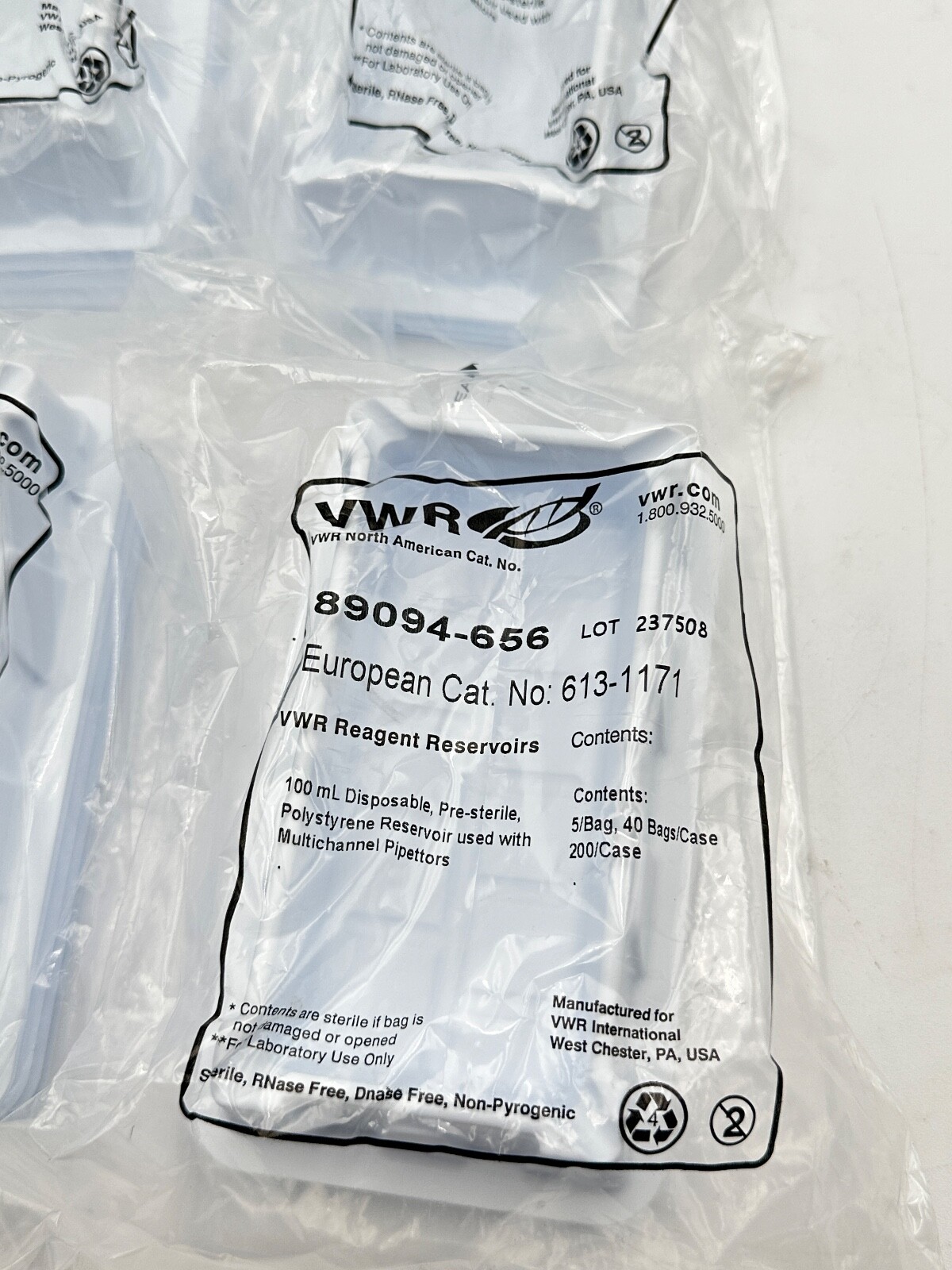 VWR 89094-656 Disposable Pipetting Reservoirs Sterile 100ml Qty 155 for ...