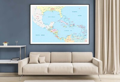 America Central, Antilles Map Print Premium Poster High Quality | eBay