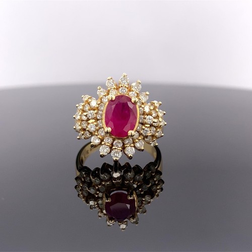 Effy 14K Yellow Gold 2.40Ctw Diamond & Ruby Flower Ring $3500 Retail | eBay