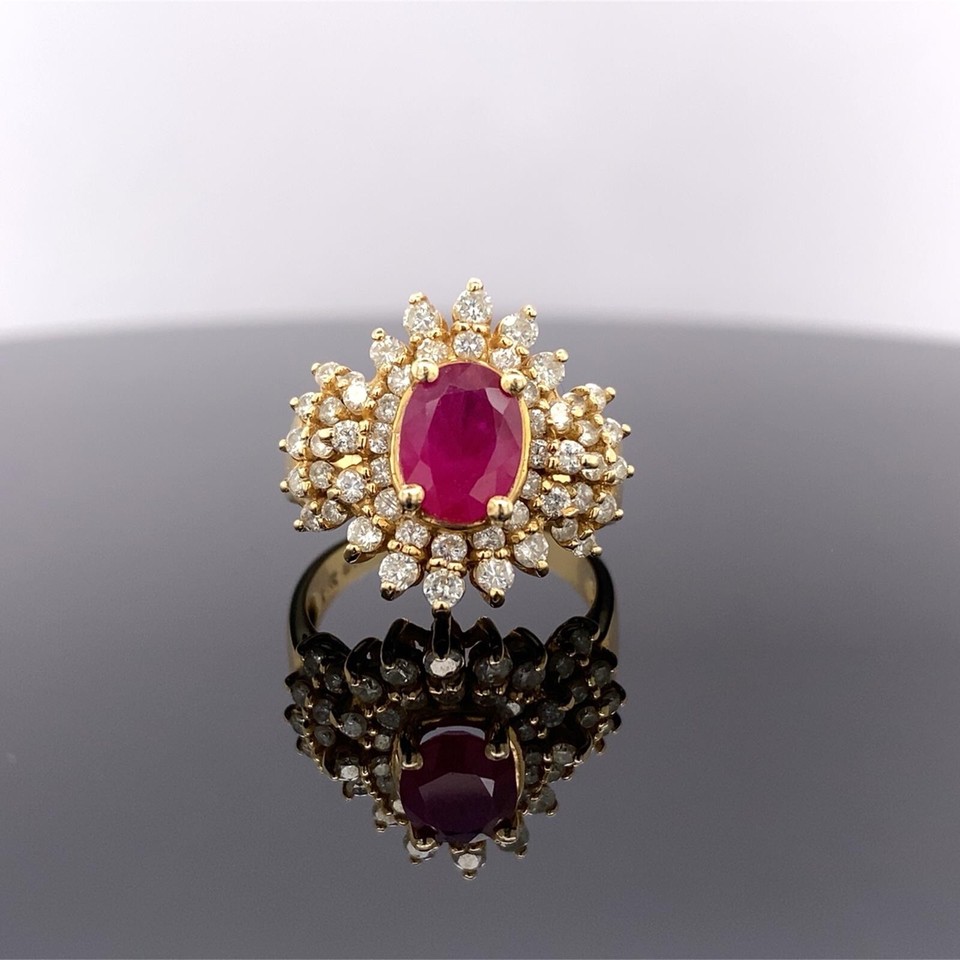 Effy 14K Yellow Gold 2.40Ctw Diamond & Ruby Flower Ring $3500 Retail | eBay