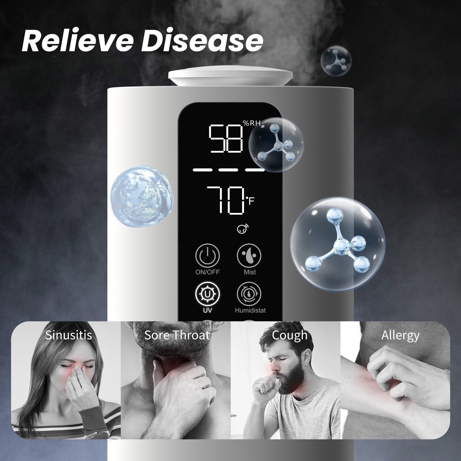 SEJOY 8L Ultrasonic Humidifier Large Room Cool Mist Essential Oil ...