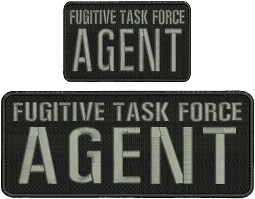 Fugitive Task Force AGENT embroidery patches 4x10 and 3x6 hook grey | eBay
