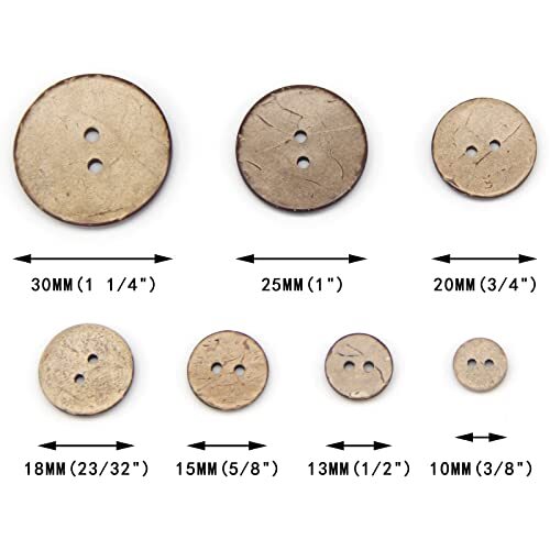 100pcs 10mm(0.394inch) Brown Natural Coconut Shell Buttons, 2 Holes ...