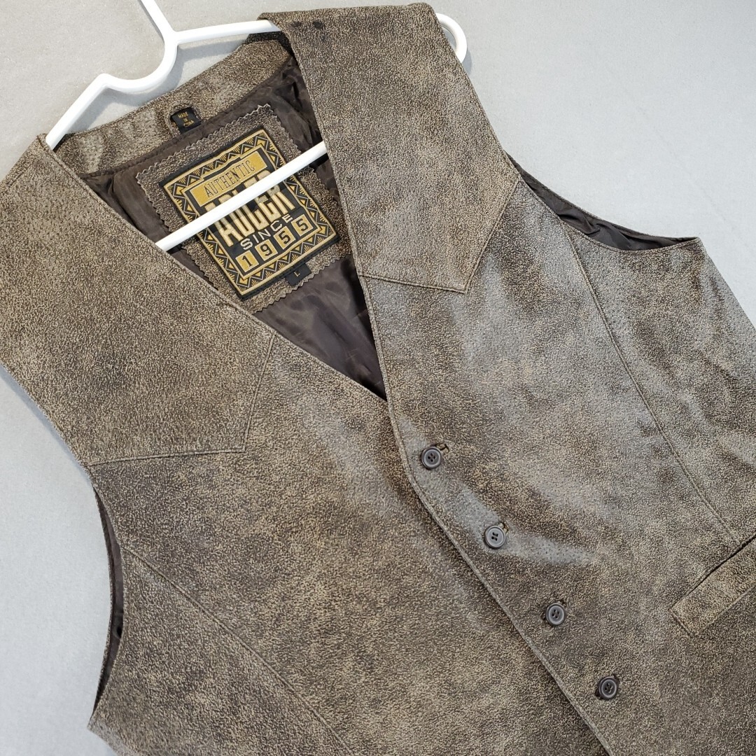 Authentic Adler Since 1955 Leather Vest Brown Western… - Gem