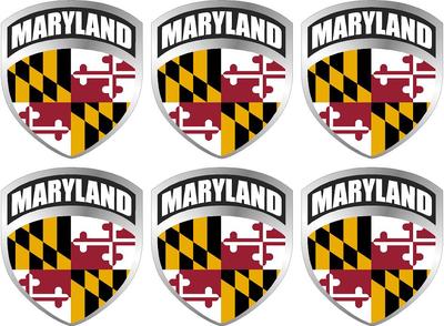 6 - 2" Maryland MD Flag Shield Decal Badge Sticker | eBay