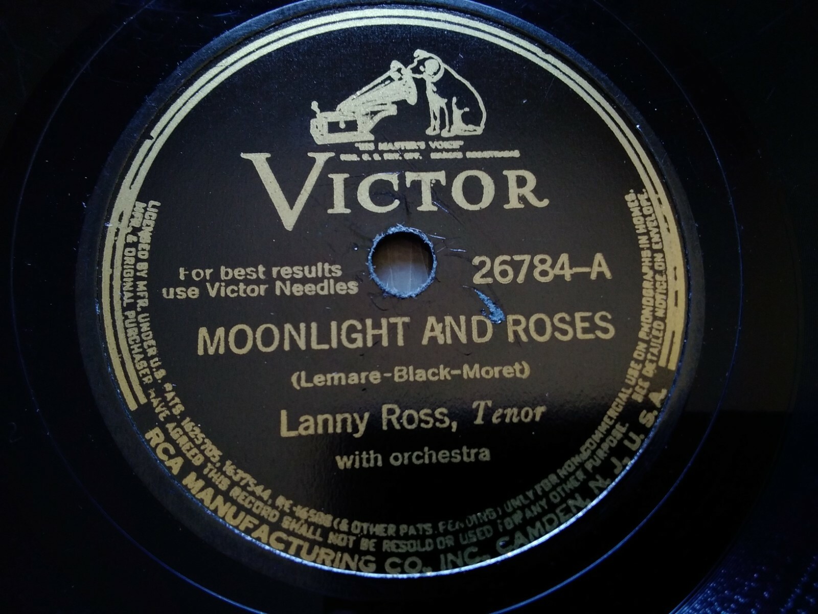 Lanny Ross 78rpm Single 10-inch Victor Records #26784 Moonlight And ...