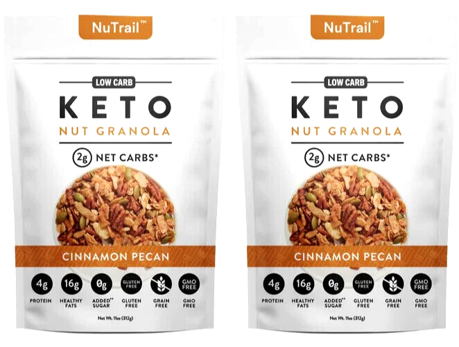 2 X NuTrail Keto Nut Granola Cinnamon Pecan 22oz each 2g Net Carb Nutty ...