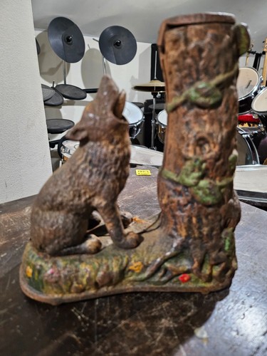 HUBLEY CAST IRON MECHANICAL WOLF & SQUIRREL COIN BANK PAT 7.23.1883 | eBay