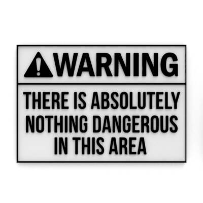 Funny Sign | There is Absolutely Nothing Dangerous In This Area | eBay