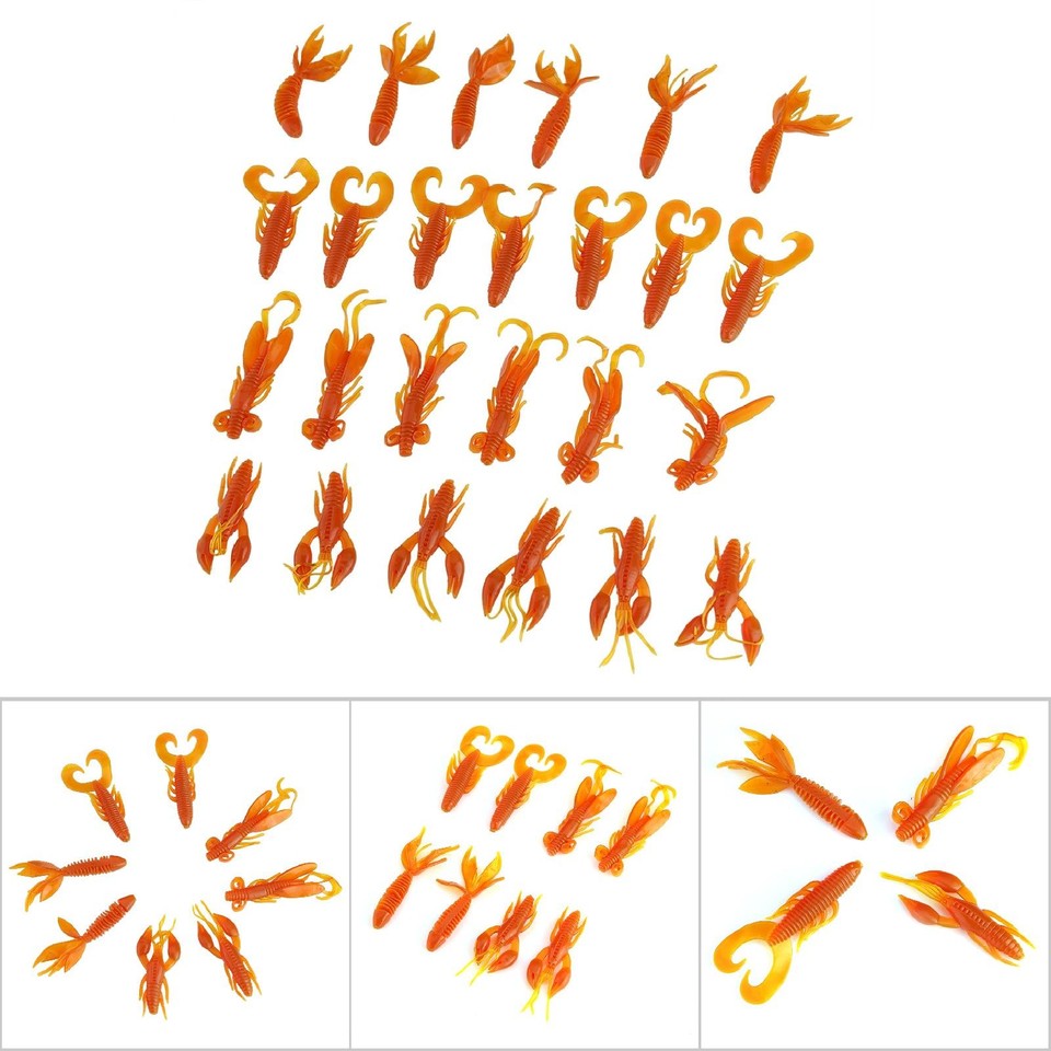 (Orange)25pcs Silicone Crawfish Worm Lure Bait For Carp Bass Fishing ...