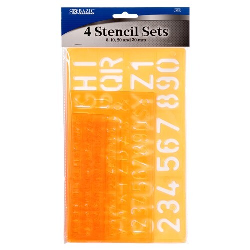 BAZIC 8 10 20 30 Mm Size Lettering Stencil Sets 4 per Pack(color May ...