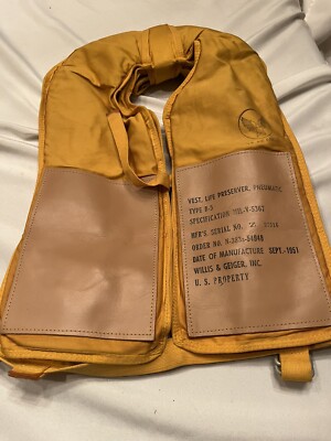 Survival Vest Life Preserver B5 1951 Unissued Willis & Geiger | eBay