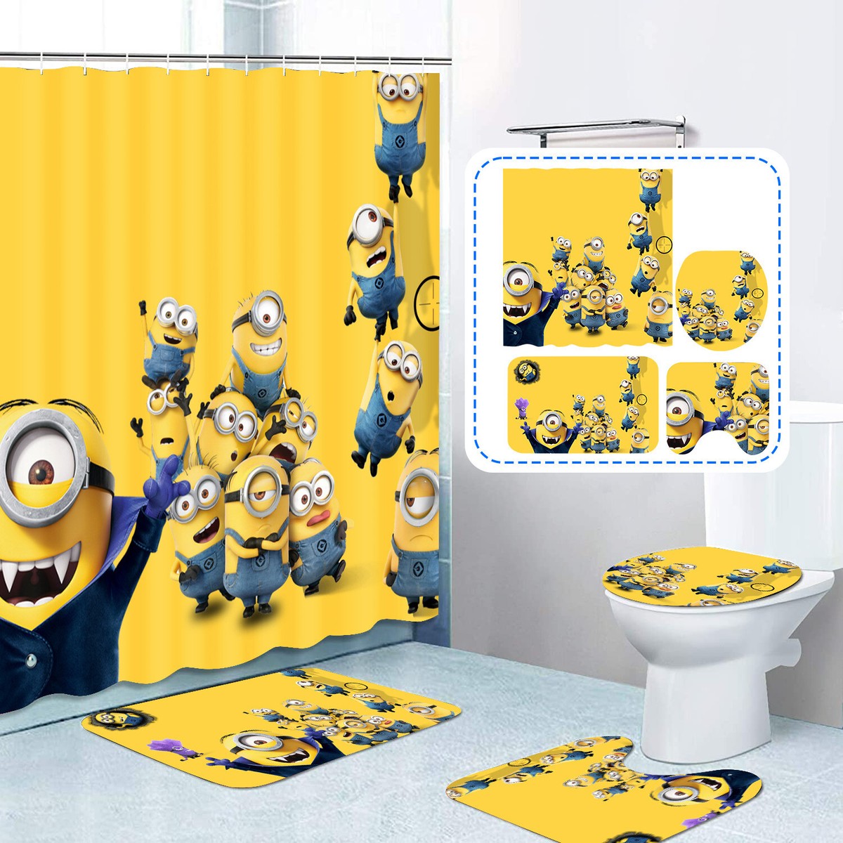 Minion Bathroom Set MINIONS Bath Bowling Set, 6x Shower Gel & Shampoo