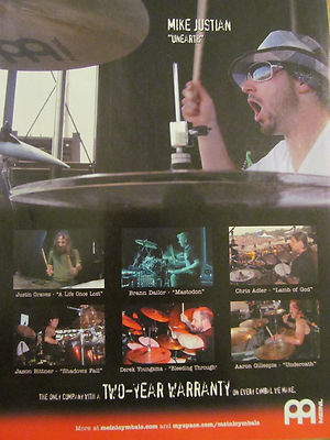 Unearth, Mike Justian, Meinl Cymbals, Full Page Promotional Ad | eBay