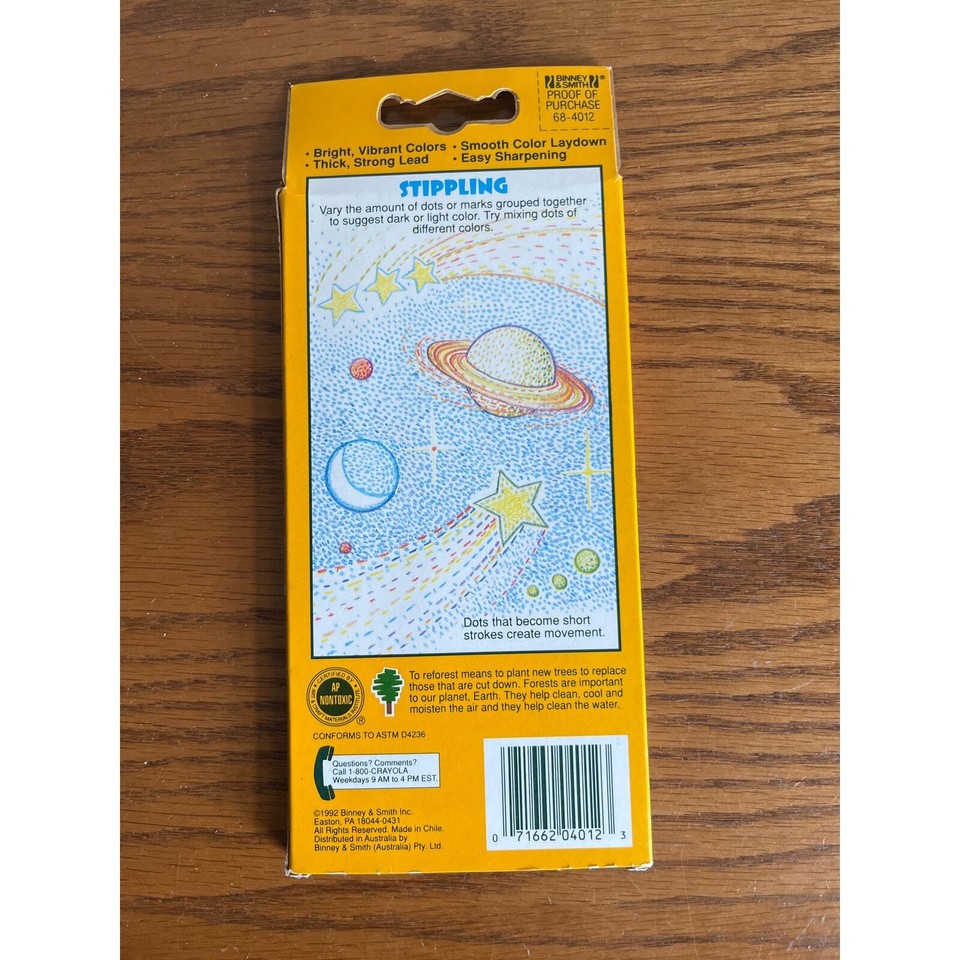 Vintage 1992 Crayola Binney & Smith Smooth Bright Colored Pencils 12 ...