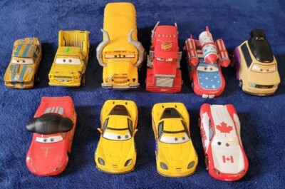DISNEY CARS die-cast/plastic lot MISS FRITTER MAC MCQUEEN TACO T-BONE ...