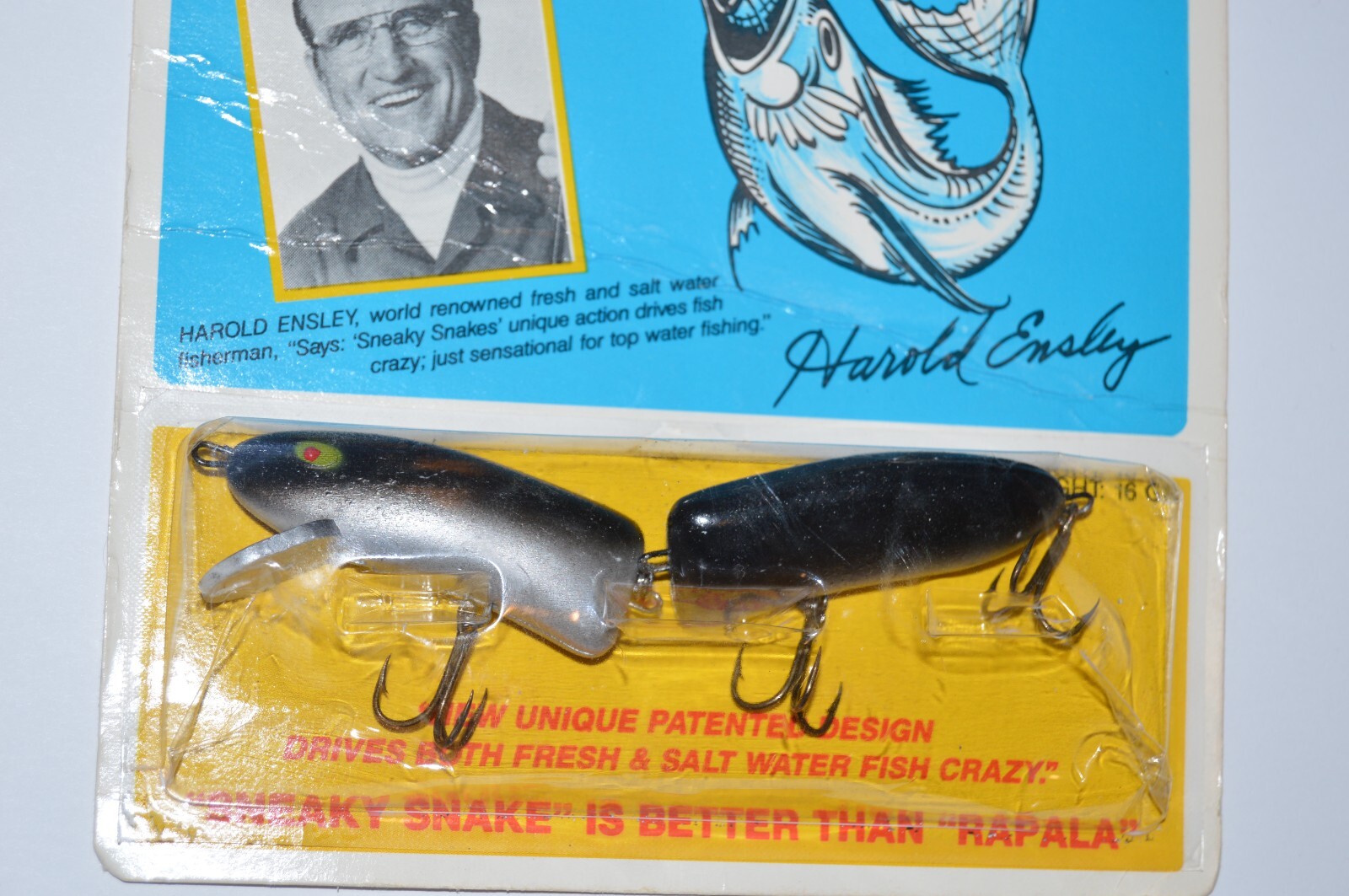 old harold ensley 5" sneaky snake lure gun metal black back better than ...
