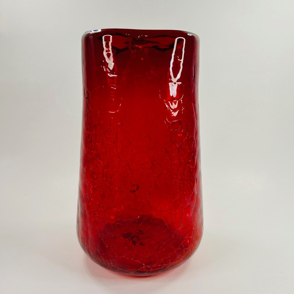 Kanawha Art Glass Ruby Crackle Martini Pitcher Mid Century Design | eBay