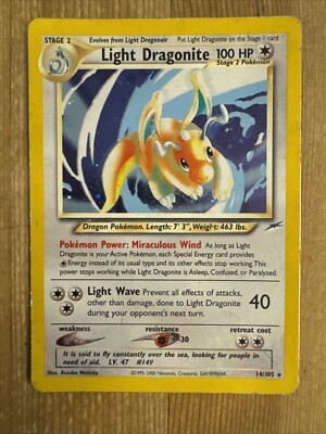 Pokémon TCG Light Dragonite Neo Destiny 14/105 Holo Unlimited Holo Rare ...