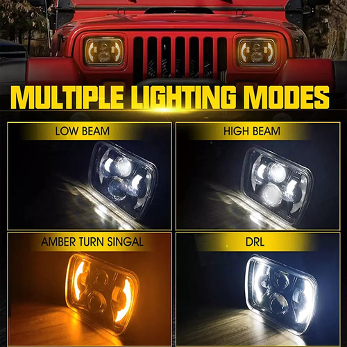 2PCS Fits for Peterbilt 330 365 367 2PC 7x6" LED Headlights w/ DRL Turn ...