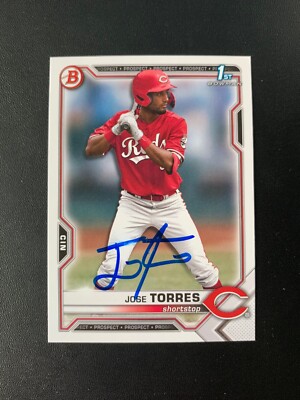 Jose Torres Signed 2021 Bowman Draft Card Cincinnati Reds Autograph COA ...