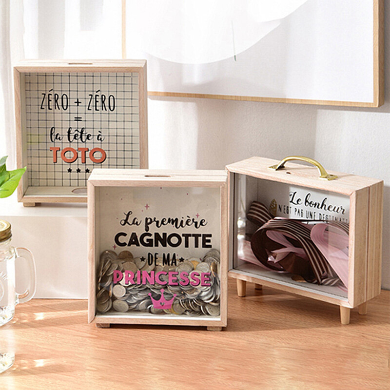 Wooden Money Bank Money Boxes Piggy Banks Home Decor Gift Kids Money ...