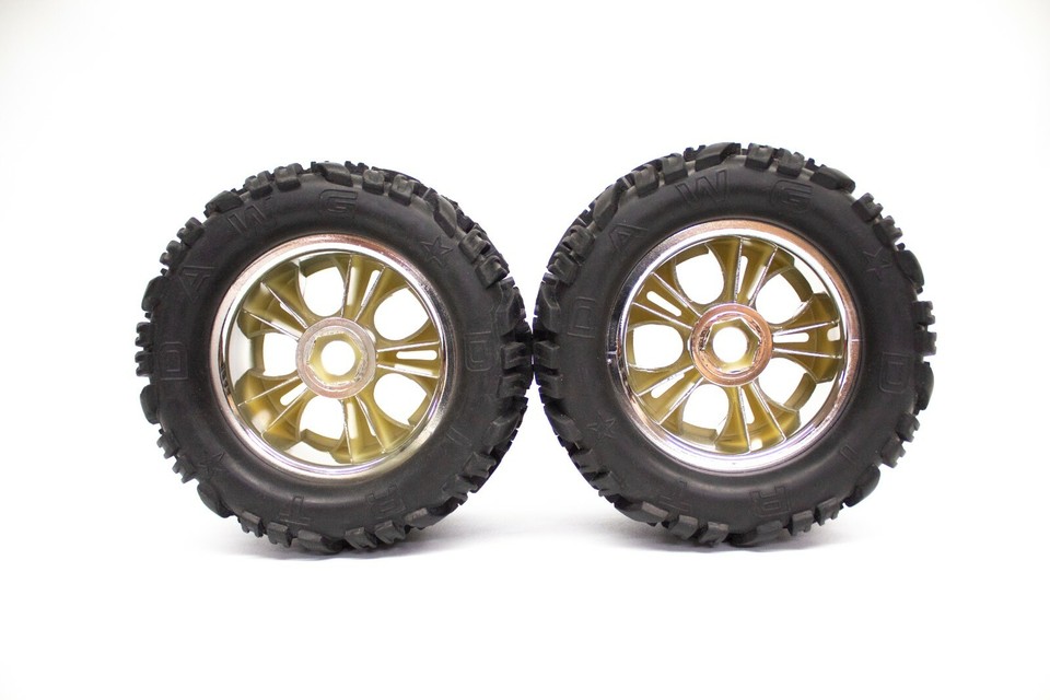 IMEX 3.2" Trail Dawg Tires & Falcon Chrome Rims (1 Pair) 17/14mm Hex | eBay