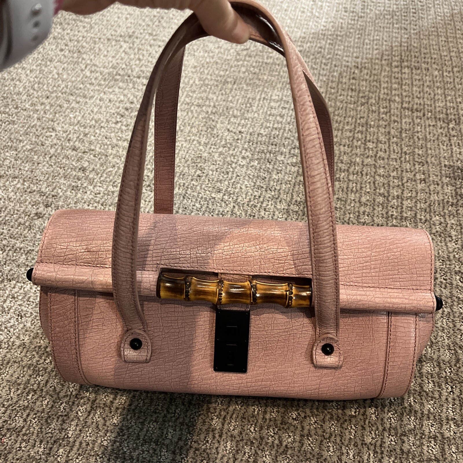 Rare Vintage Beautiful Gucci Rose Colored Leather W B… - Gem