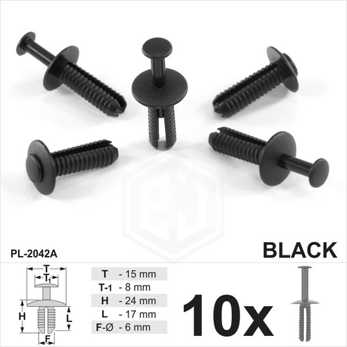 10x 6mm Push Fit Plastic Rivet Pin Clips Bumpers Interior Trim Panel ...