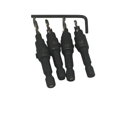 4pcs Hex Quick Change Shank Countersink Tapered Drill Bits | eBay