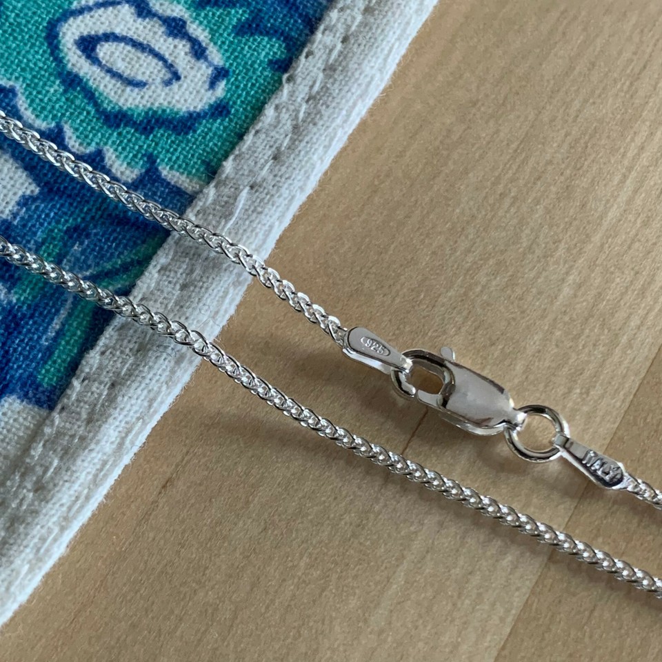 Real Solid 925 Sterling Silver Wheat Spiga Rope Chain Necklace Made in ...