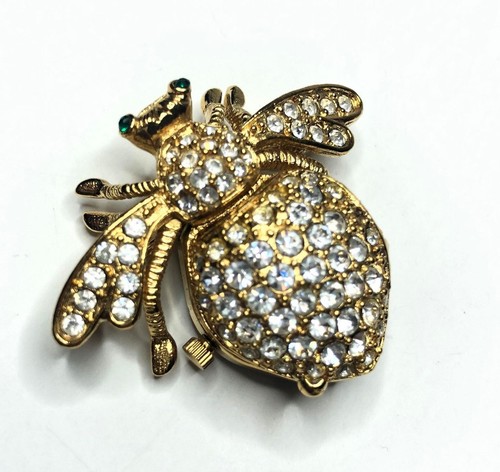 268 Joan Rivers Classic Collection Pave Cz Bee Pin Brooch Watch 18K ...